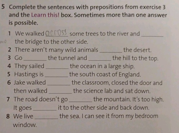 5 Complete the sentences with prepositions | StudyX