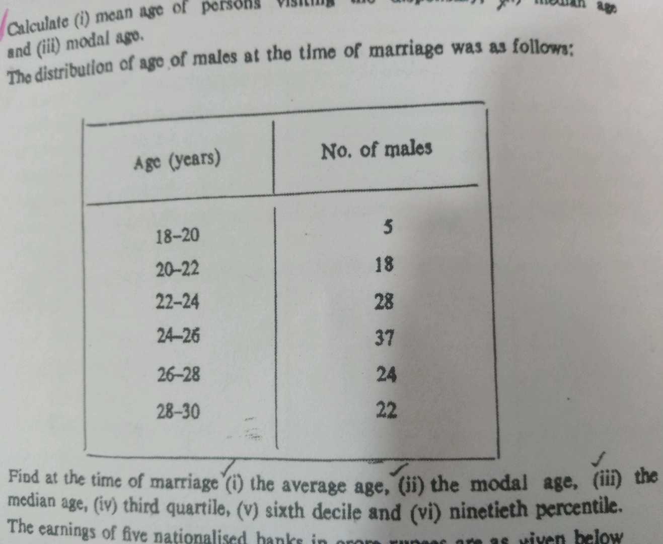 Calculate (i) mean age of persons and (iii) | StudyX