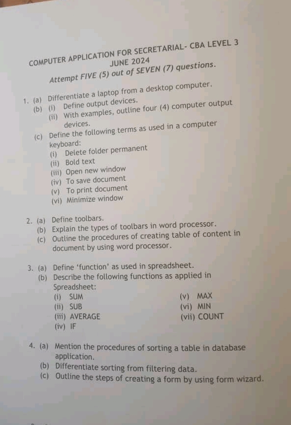 COMPUTER APPLICATION FOR SECRETARIAL- CBA