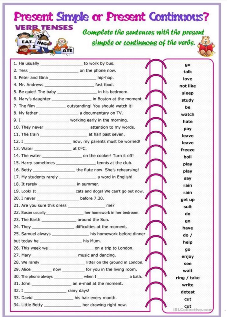 Present Simple or Present Continuous VERB | StudyX