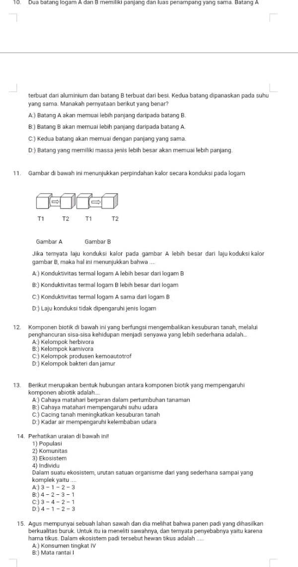 10 Dua batang logam A dan B memiliki panjang | StudyX
