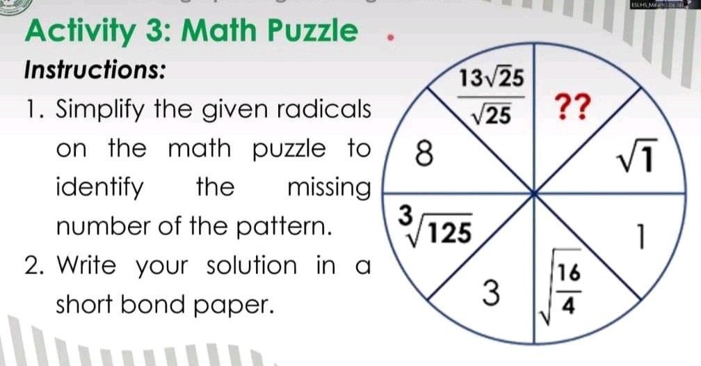 Activity 3 Math Puzzle Instructions 1 | StudyX
