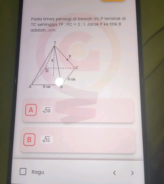Pada limas persegi di bawah ini P terletak | StudyX