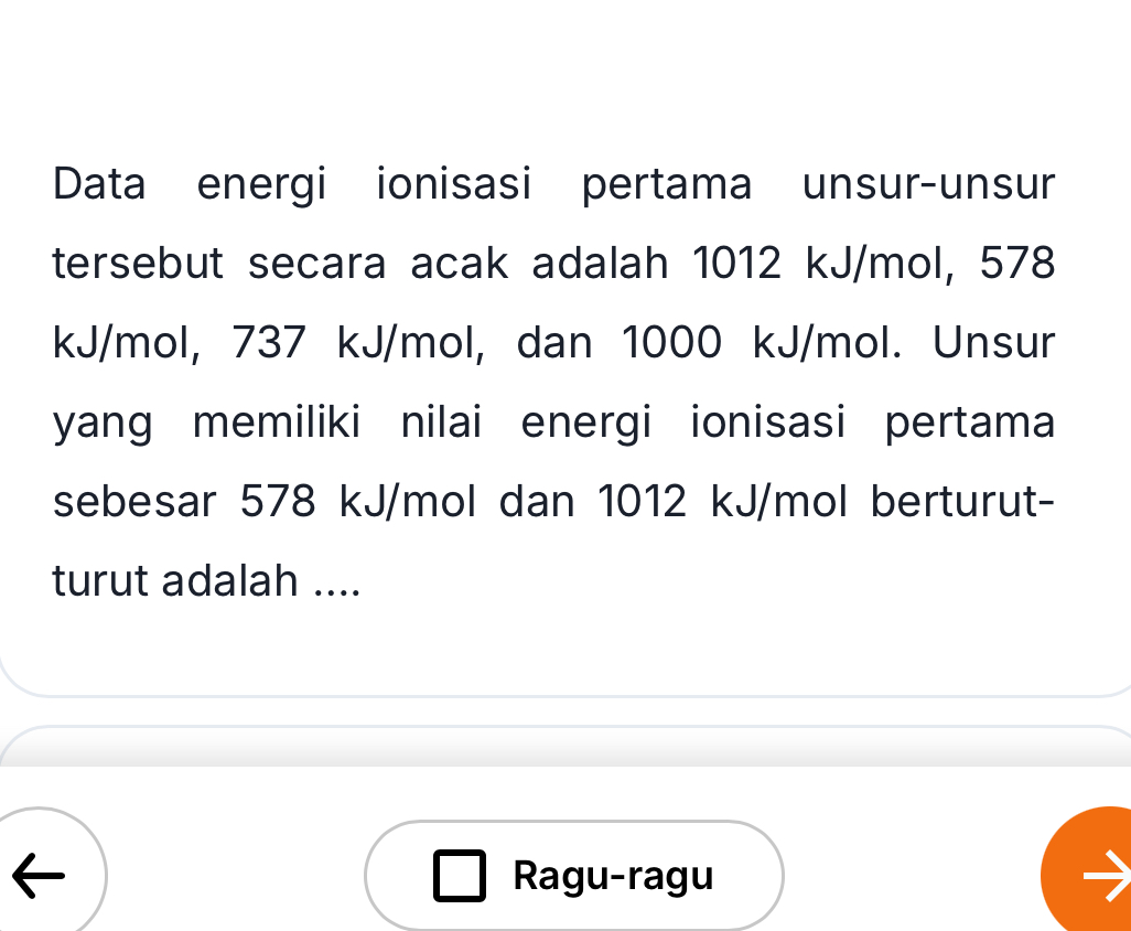 Data energi ionisasi pertama unsur-unsur | StudyX