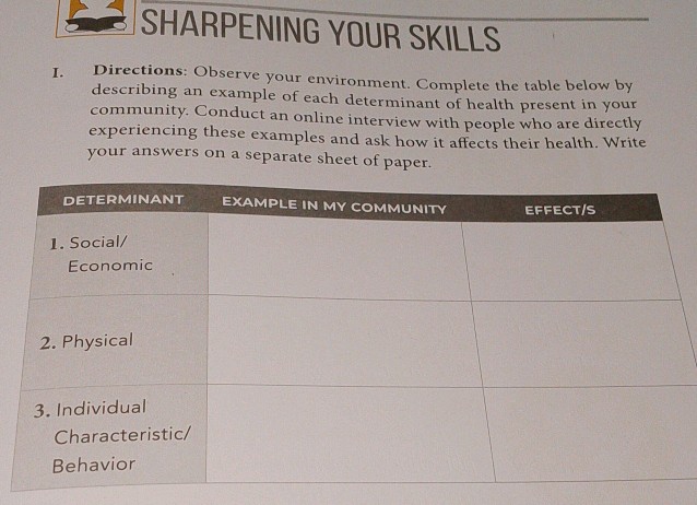 SHARPENING YOUR SKILLS I Directions Observe | StudyX