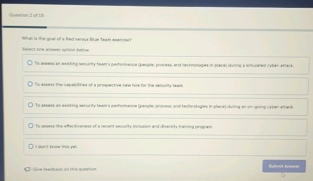 Question 2 of 15 What is the goal of a Red | StudyX