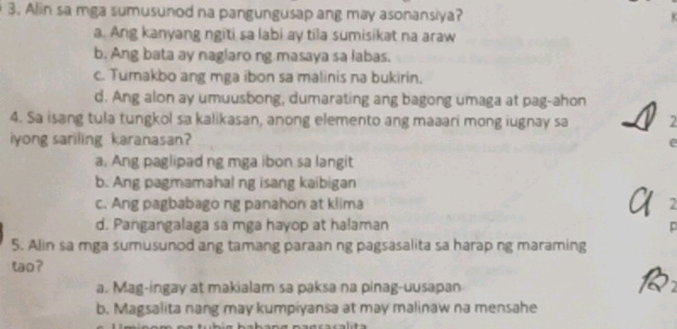 3 Alin sa mga sumusunod na pangungusap ang | StudyX