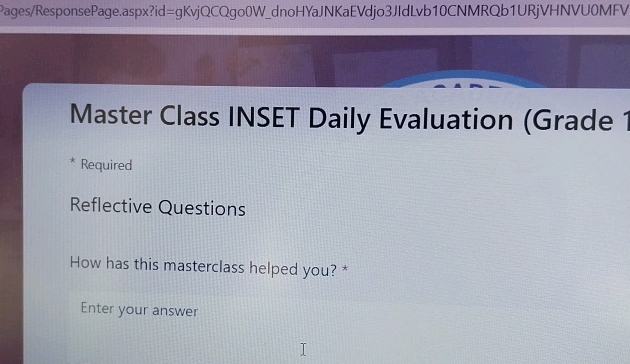 Master Class INSET Daily Evaluation (Grade 1 | StudyX