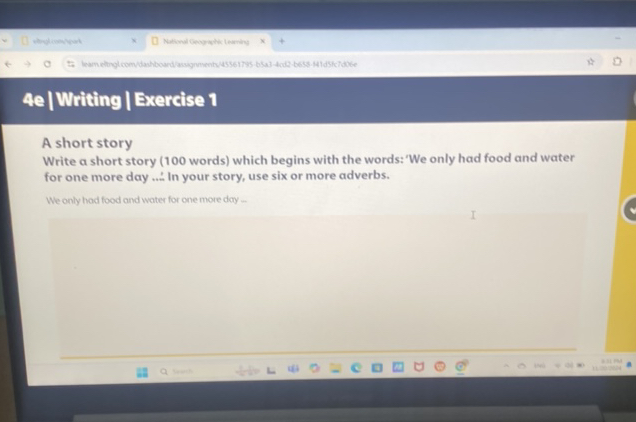 4e Writing Exercise 1 A short story Write | StudyX