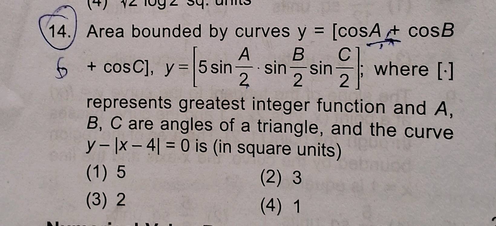14 Area bounded by curves (y = cosA + cosB + | StudyX