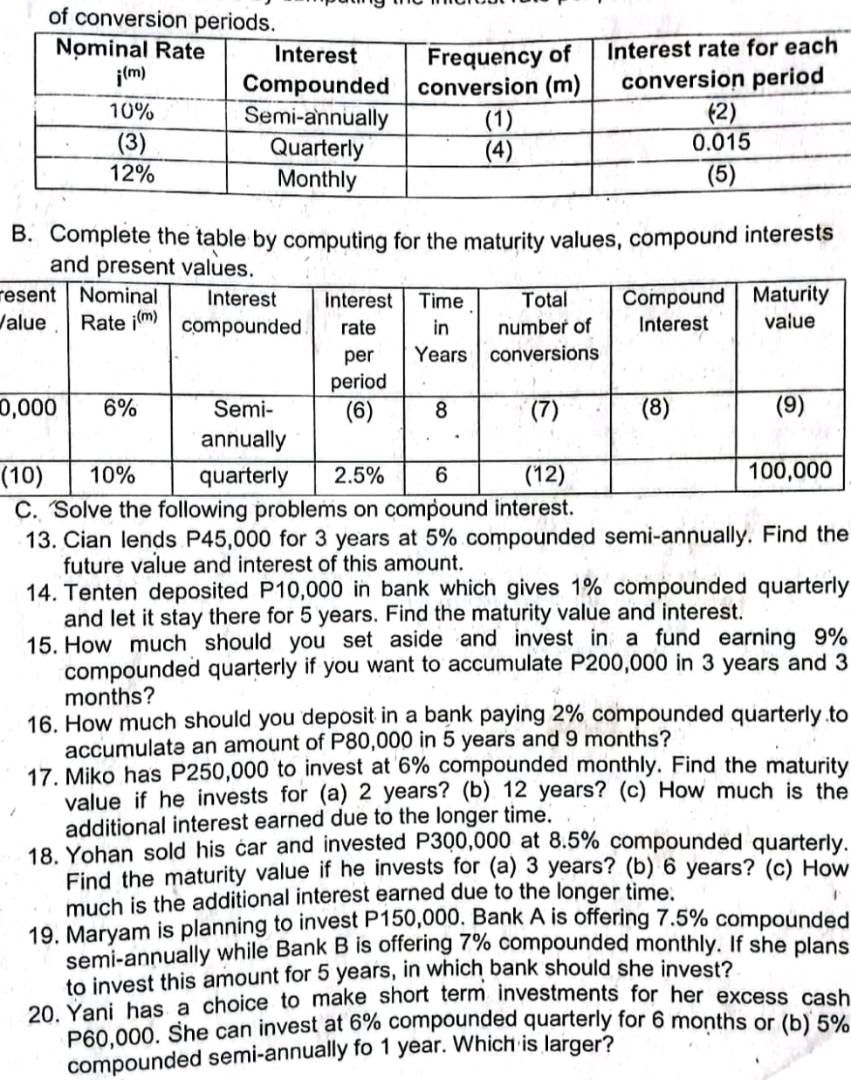of conversion periods Nominal Rate Interest | StudyX