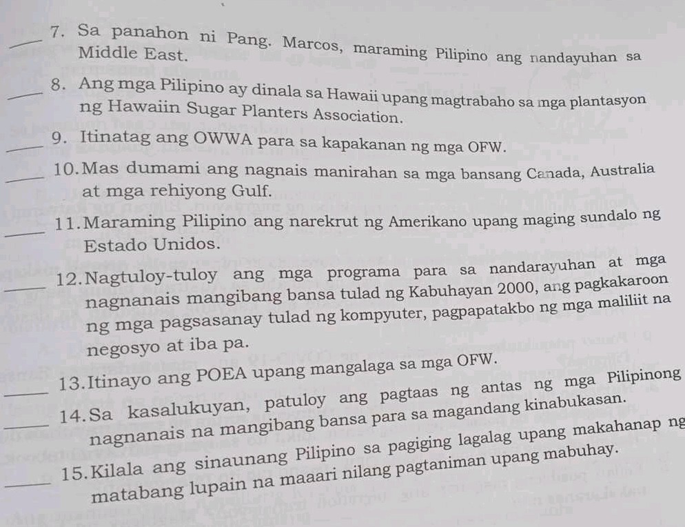 7 Sa panahon ni Pang Marcos maraming | StudyX