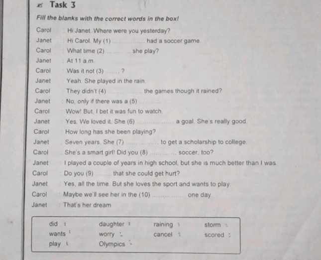 Task 3 Fill the blanks with the correct | StudyX