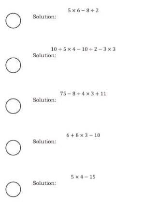 5 6-8 2 Solution 10+5 4-10+2-3 3 Solution