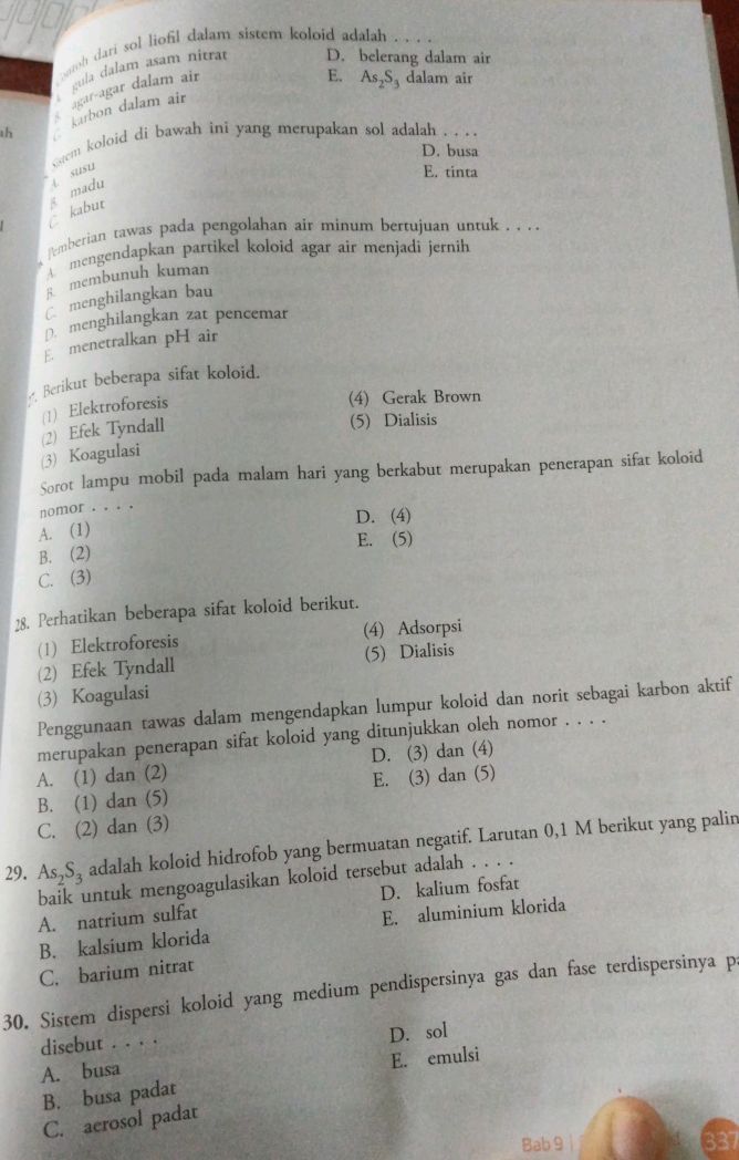 Contoh dari sol liofil dalam sistem koloid | StudyX
