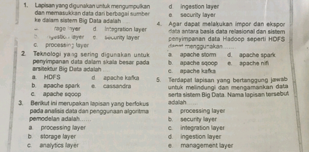 1 Lapisan yang digunakan untuk mengumpulkan | StudyX
