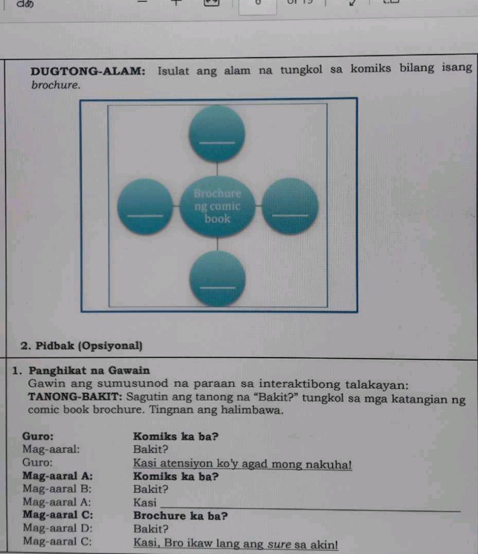 DUGTONG-ALAM Isulat ang alam na tungkol sa | StudyX