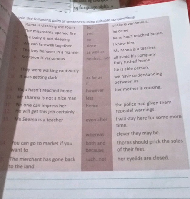 Join the following pairs of sentences using | StudyX