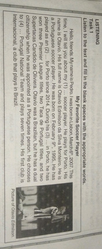 LISTENING Task 1 Listen to the text and fill | StudyX