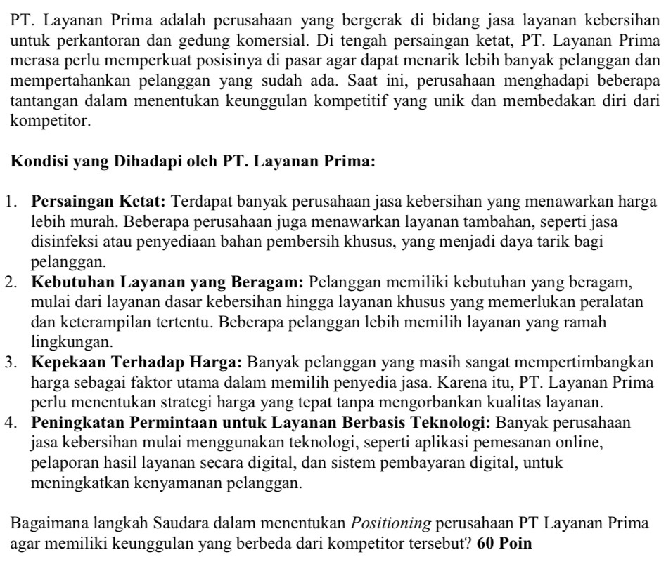 PT Layanan Prima adalah perusahaan yang | StudyX