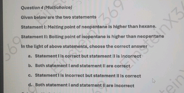 Question 4 (Multichoice) Given below are the | StudyX