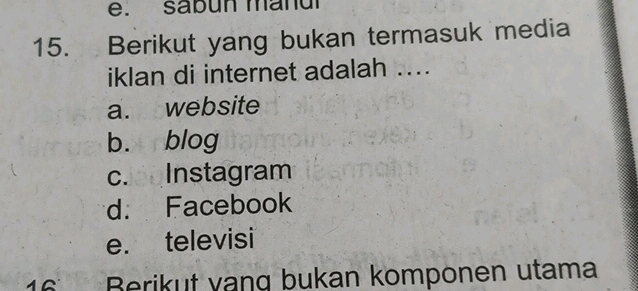 15 Berikut yang bukan termasuk media iklan