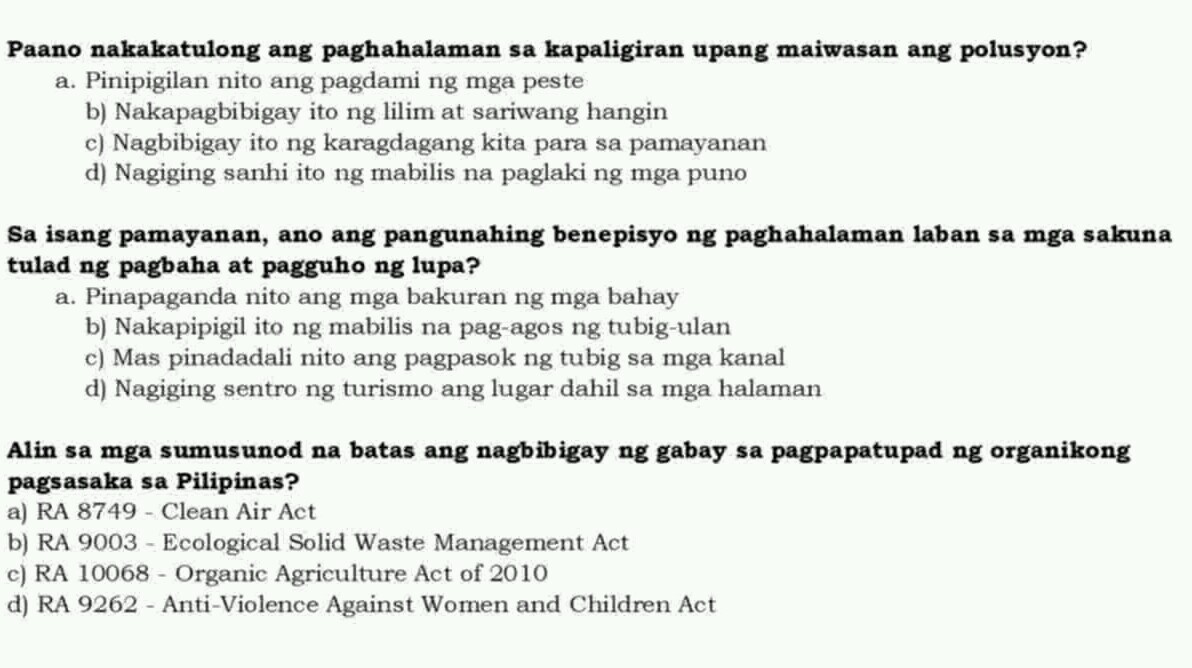 Paano nakakatulong ang paghahalaman sa | StudyX