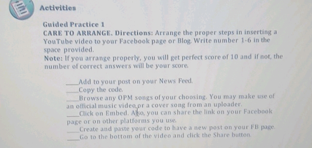 Activities Guided Practice 1 CARE TO ARRANGE | StudyX