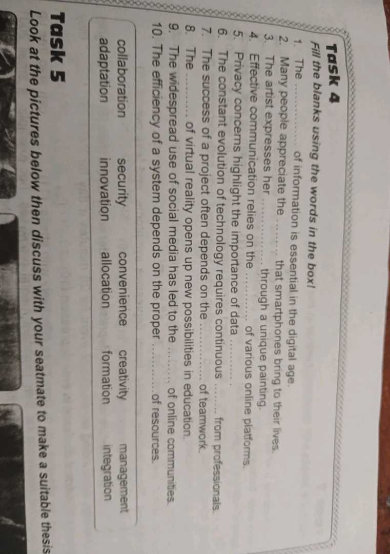 Task 4 Fill the blanks using the words in | StudyX