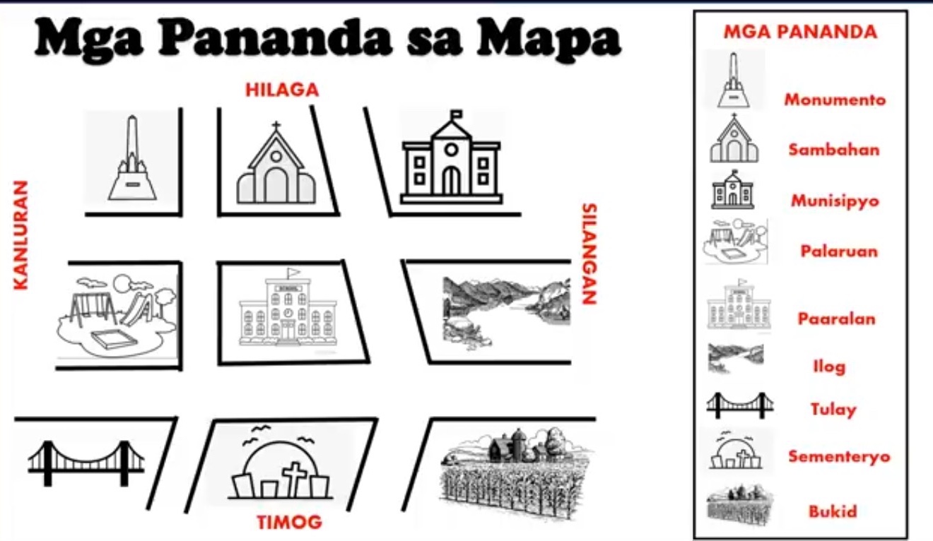 Mga Pananda sa Mapa The image contains a map | StudyX