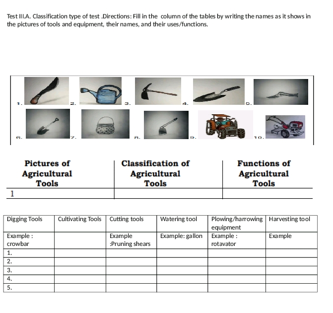 Test IIIA Classification type of test | StudyX