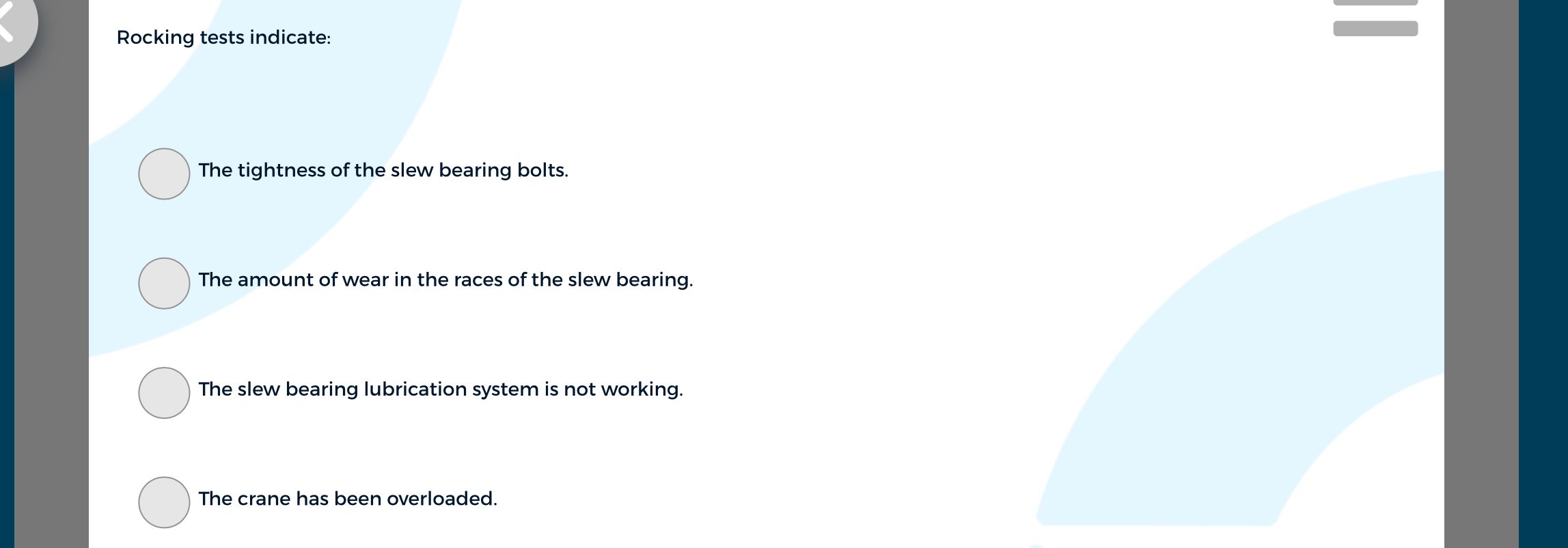 Rocking tests indicate The tightness of the | StudyX