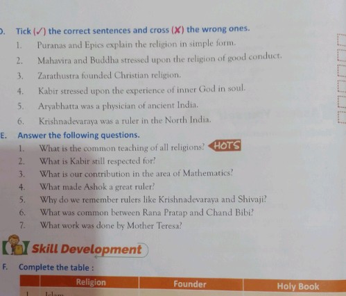 D Tick () the correct sentences and cross | StudyX