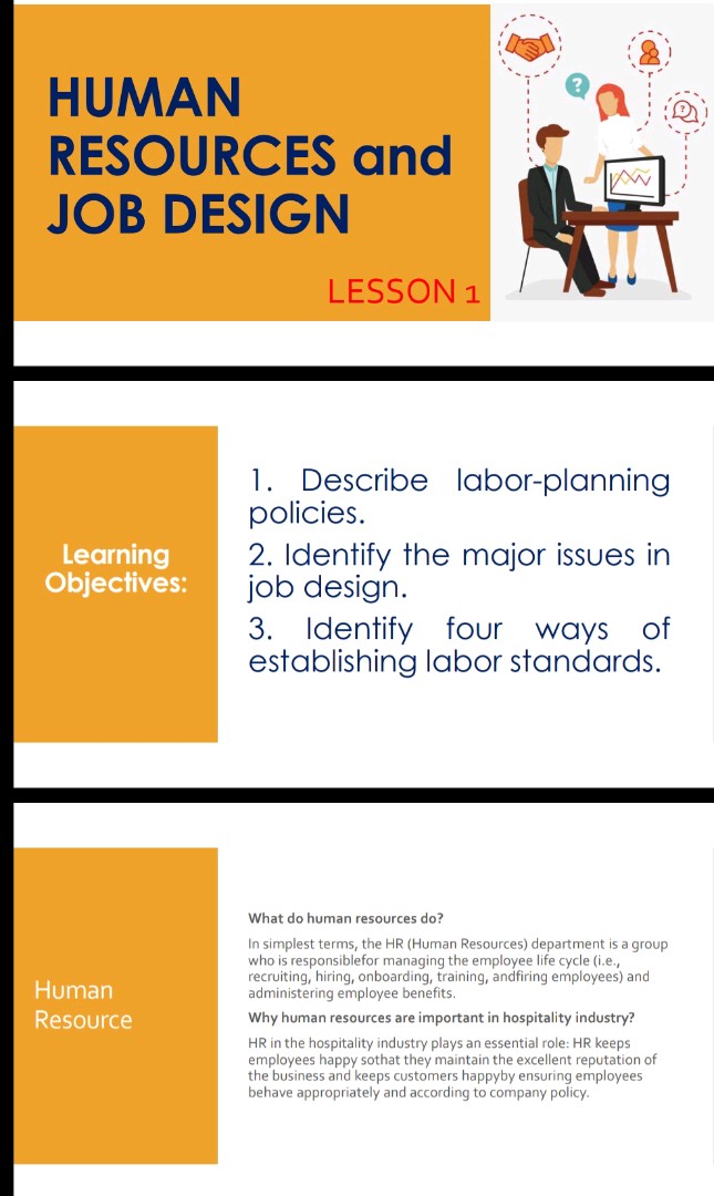 HUMAN RESOURCES and JOB DESIGN LESSON 1 | StudyX