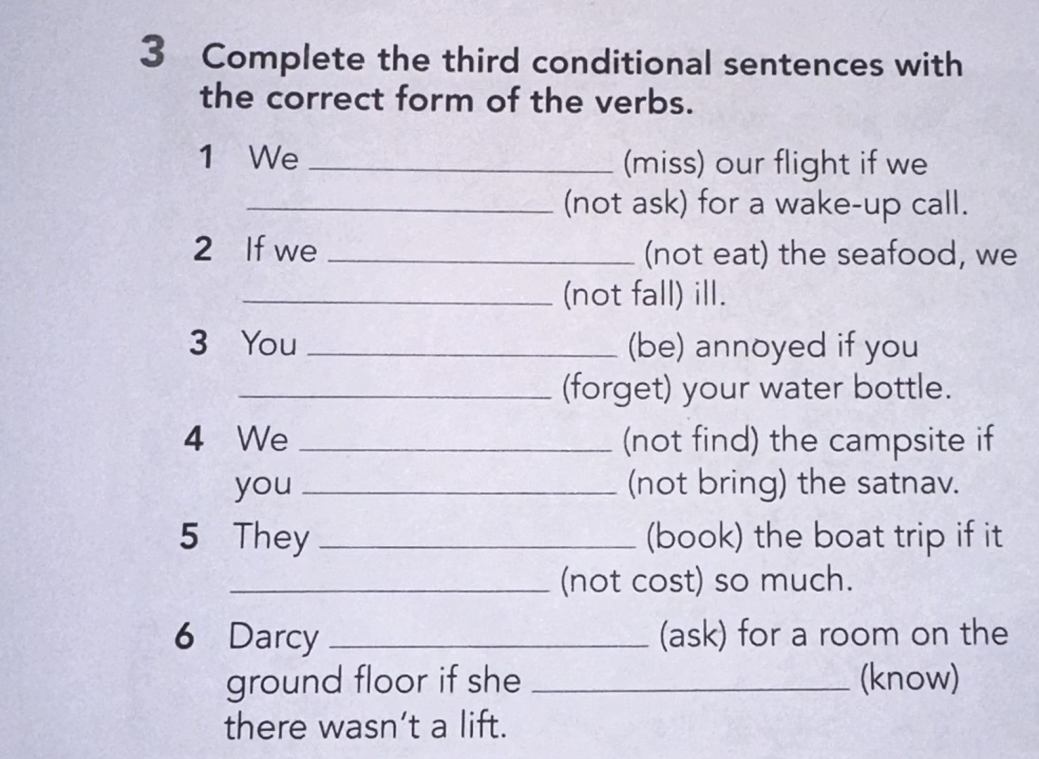 3 Complete the third conditional sentences | StudyX