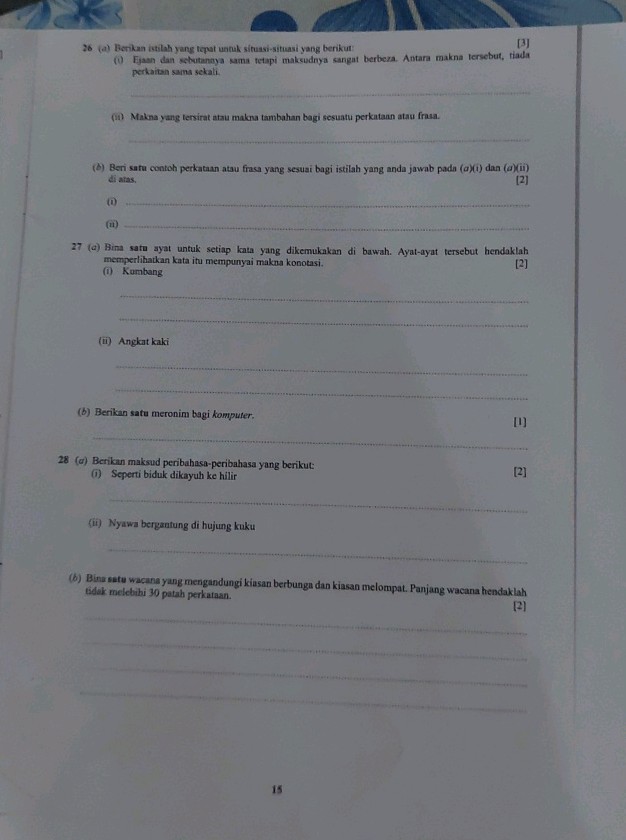 26 (a) Berikan istilah yang tepat untuk | StudyX