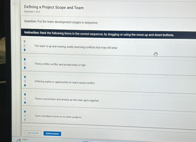 Question Put the team development stages in | StudyX