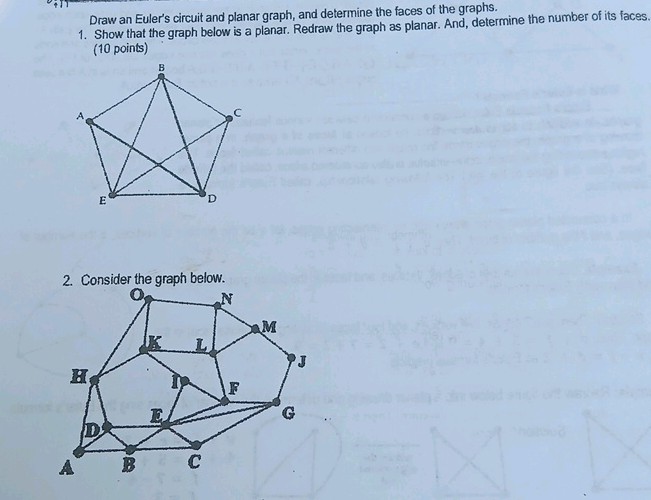 Draw an Eulers circuit and planar graph and | StudyX