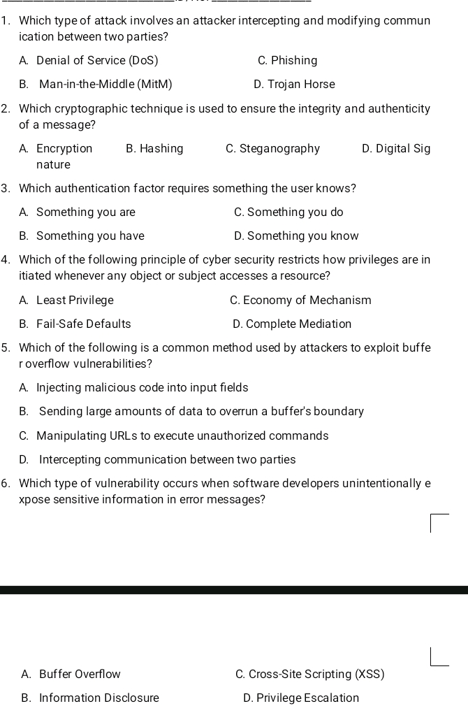 1 Which type of attack involves an attacker | StudyX