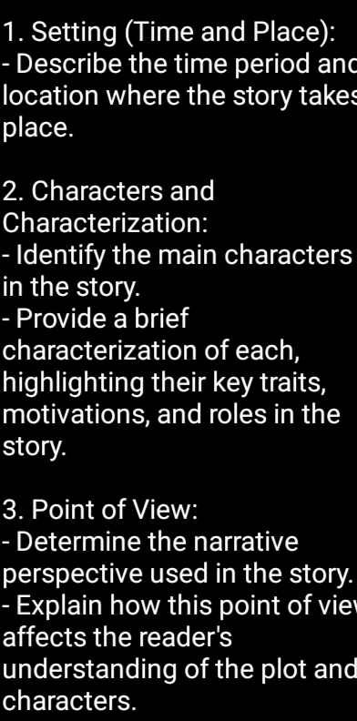 1 Setting (Time and Place) - Describe the | StudyX