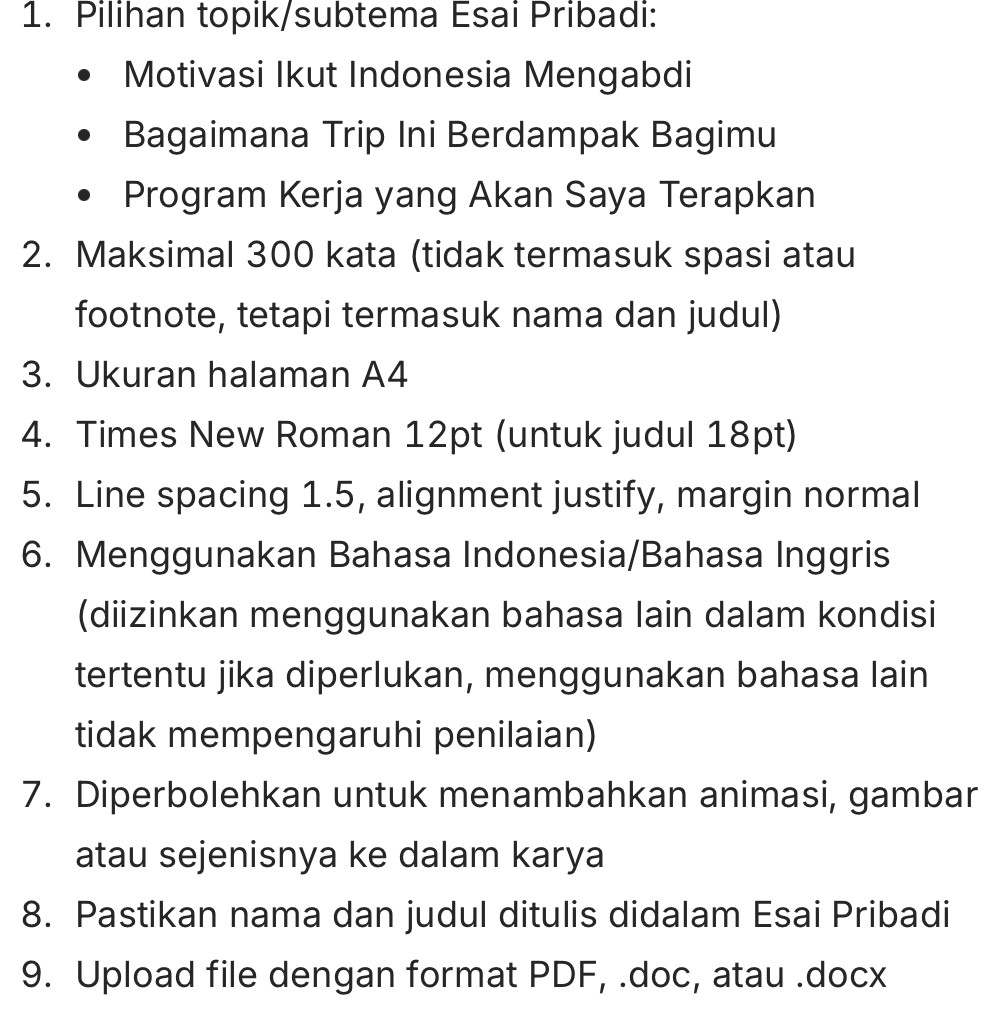 1 Pilihan topik/subtema Esai Pribadi | StudyX