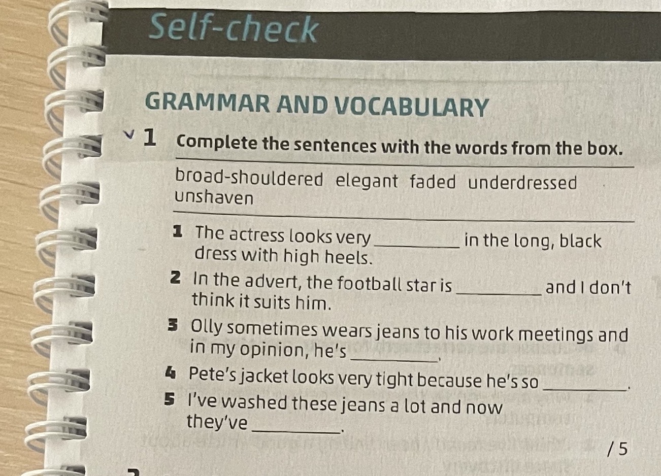 Self-check GRAMMAR AND VOCABULARY 1 Complete | StudyX