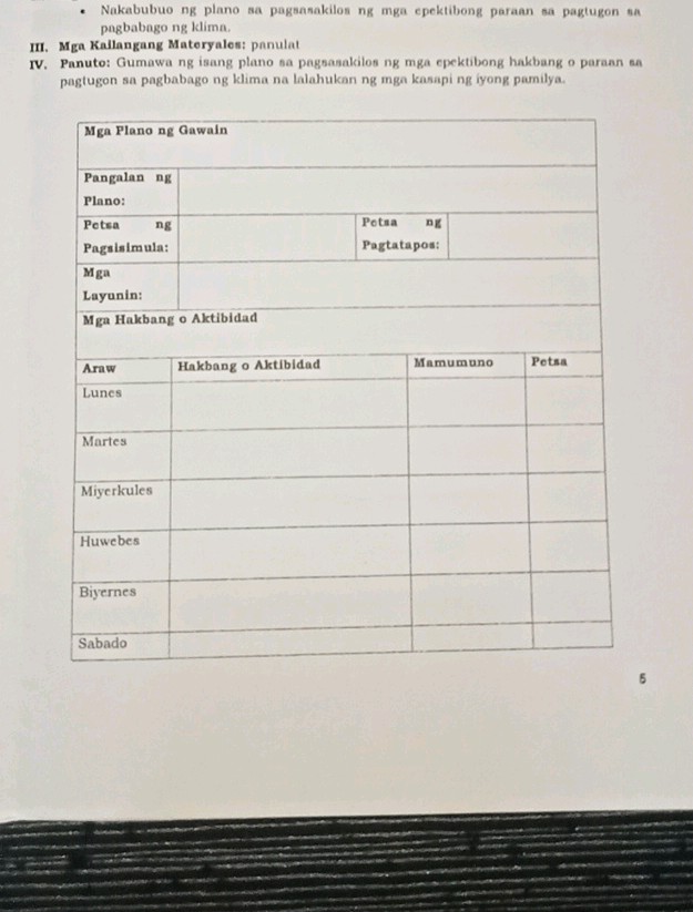 Nakabubuo ng plano sa pagsasakilos ng mga | StudyX