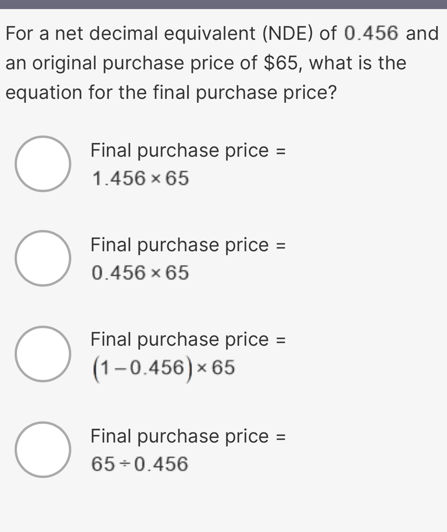 For a net decimal equivalent (NDE) of 0456 | StudyX