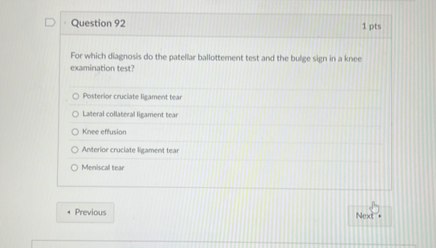 Question 92 1 pts For which diagnosis do the | StudyX