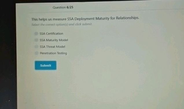 Question 6/25 This helps us measure SSA | StudyX