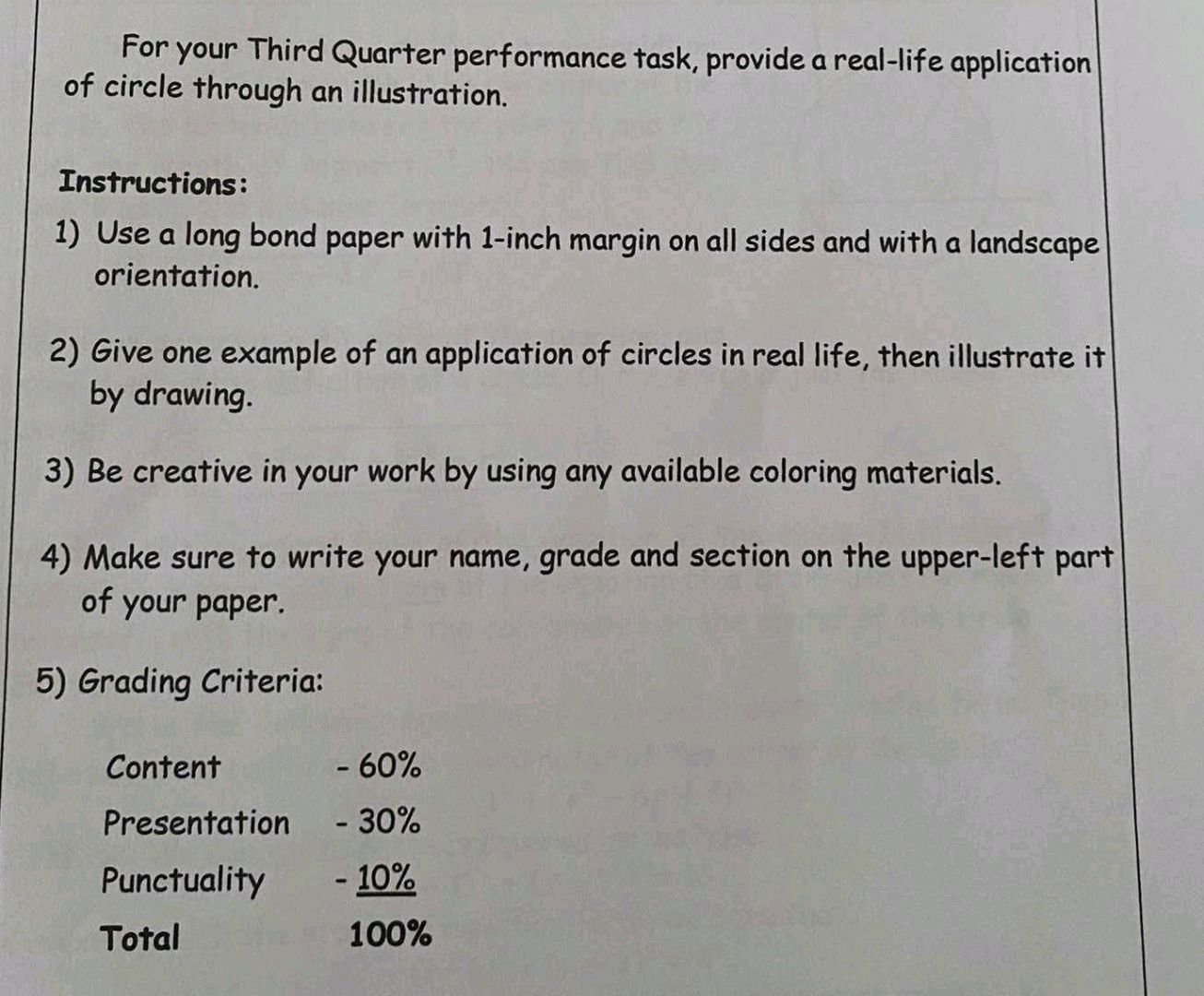For your Third Quarter performance task | StudyX