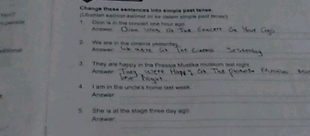 Change these sentences into simple past | StudyX