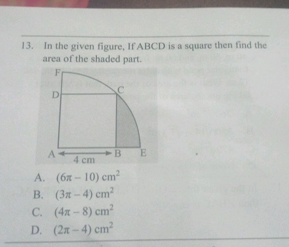 13 In the given figure If ABCD is a square | StudyX