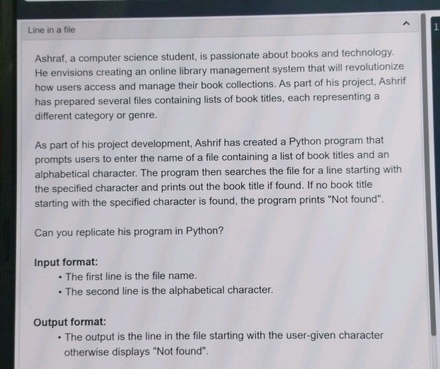 Line in a file Ashraf a computer science | StudyX